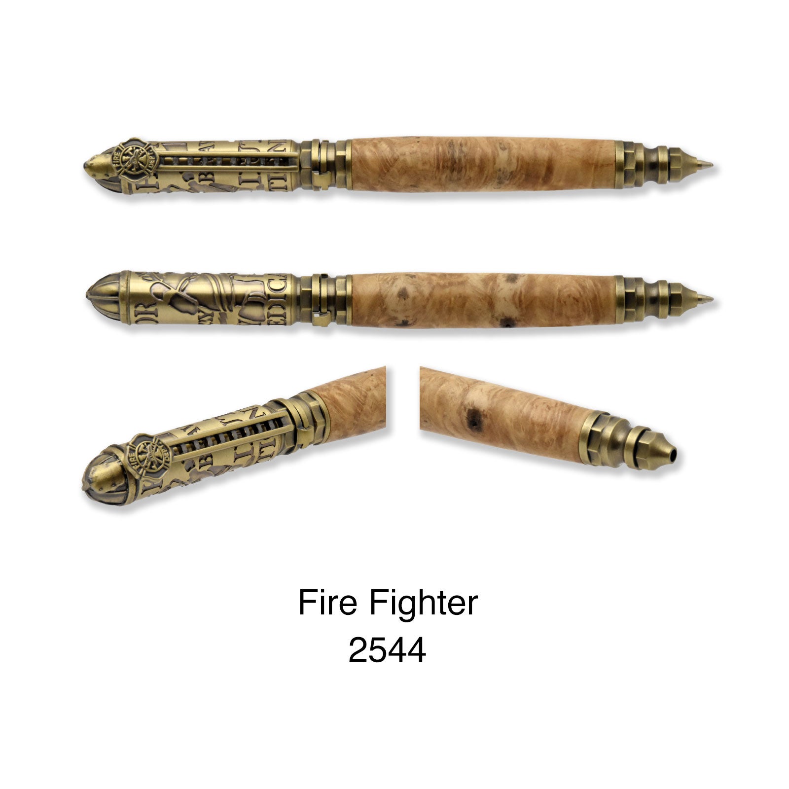 Firefighter Pen #2544 - Antique Brass Finish and Buckeye Burl | Buckeye ...